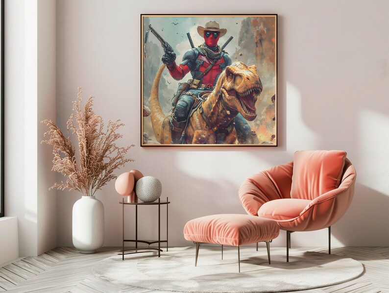 Deadpool Cowboy Dino Digital Art Poster Printable Download - Etsy