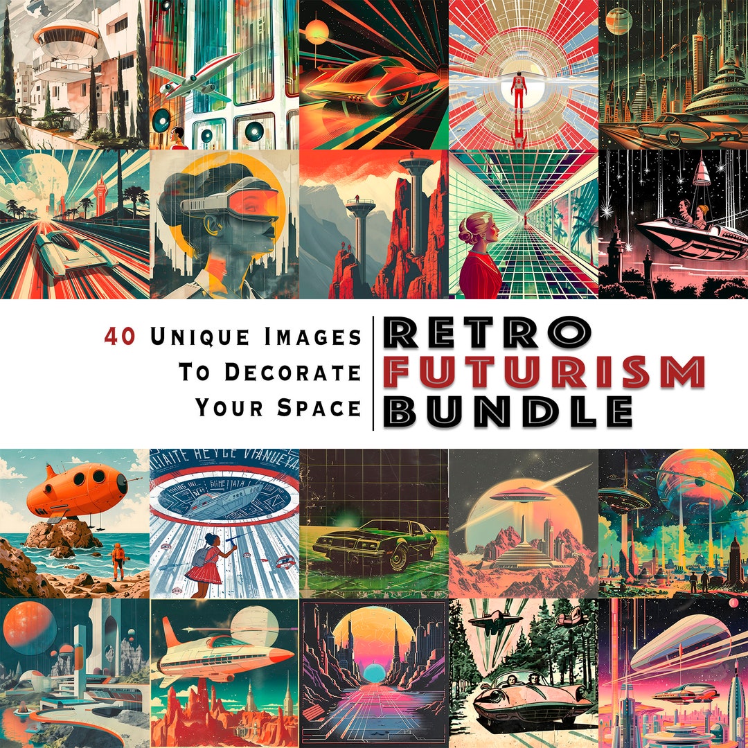Retro-futurism Digital Art Prints Bundle for Wall Decor Posters - Etsy