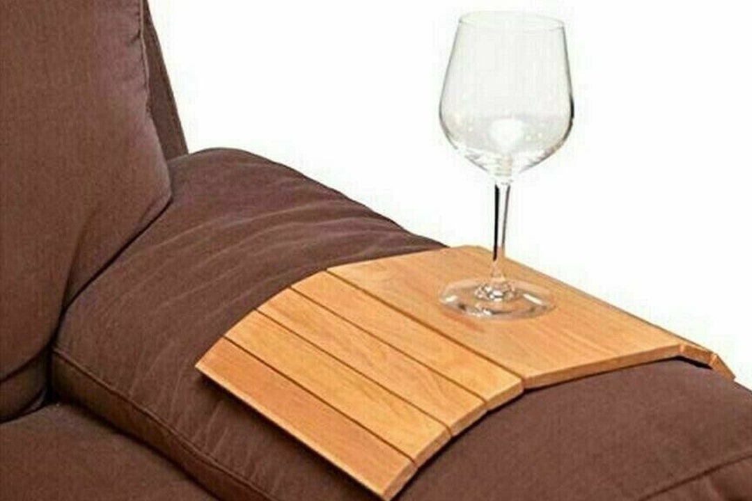 Flexible Wooden Sofa Arm Chair Tray Media Organiser Snack Serving Tray ...