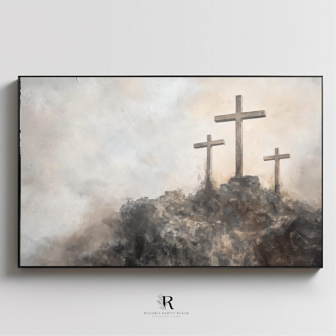 Three Crosses Calvary Art: Christian Frame TV Art (digital Download) - Etsy