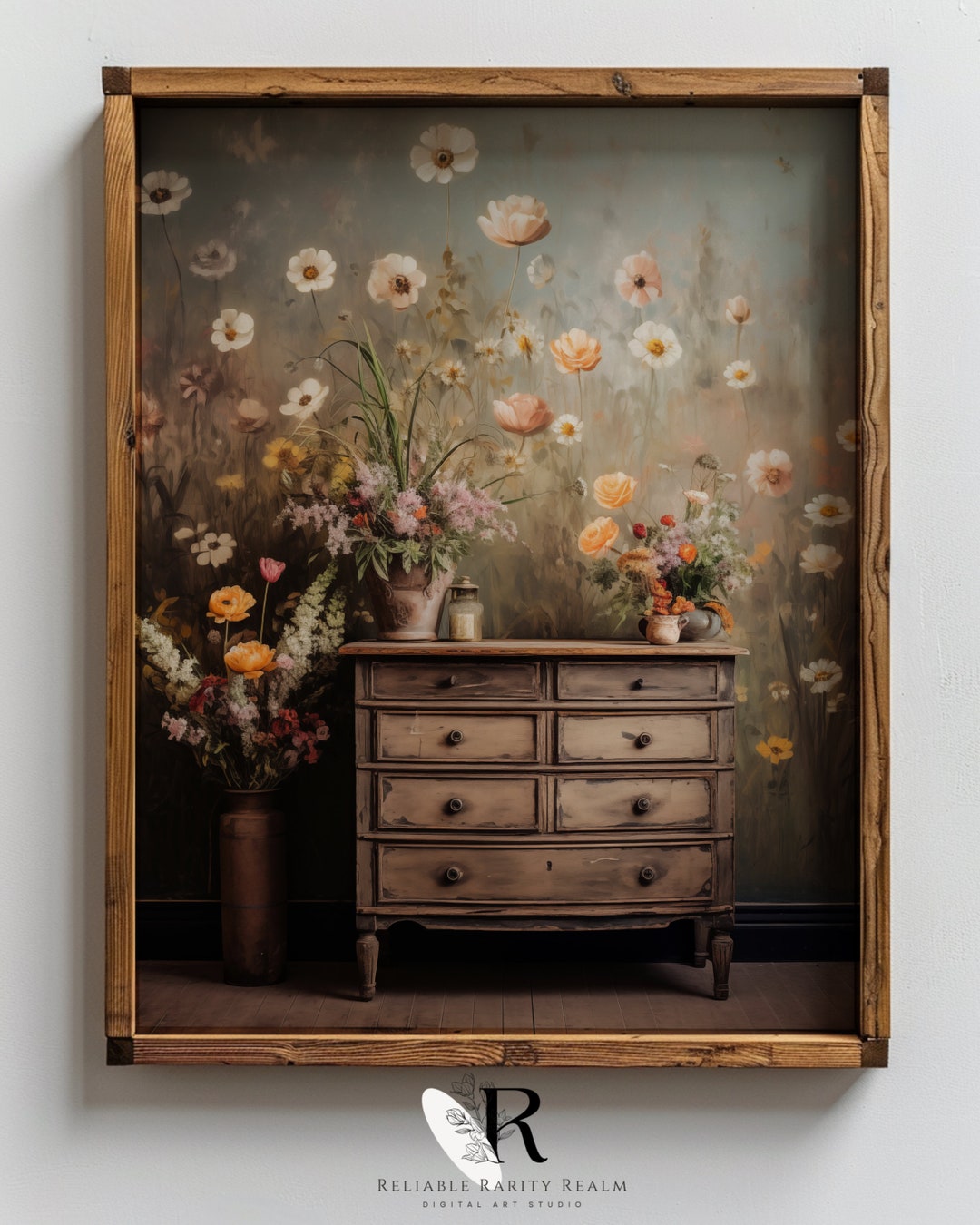 PRINTABLE Moody Dark Floral Vintage Print, Moody Wildflowers, Spring ...