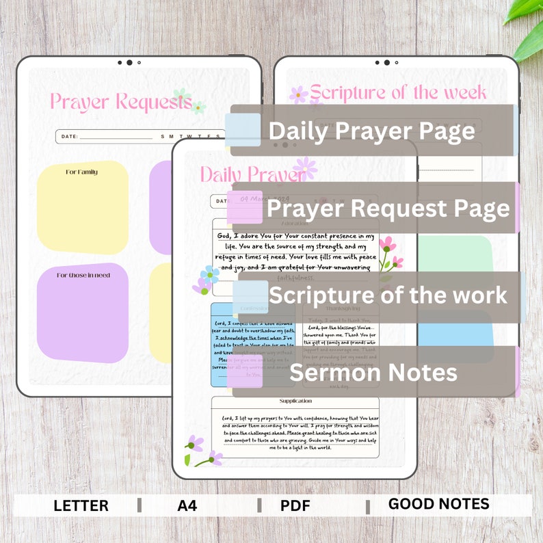 Prayer Journal, Bible Study, Sermon Notes, God Digital Planner, Jesus ...