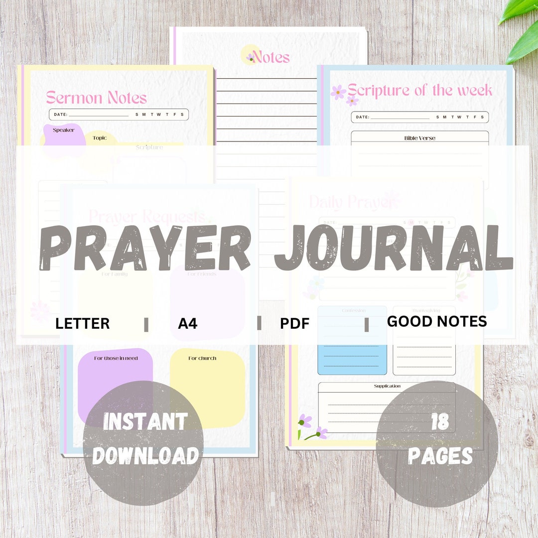 Prayer Journal, Bible Study, Sermon Notes, God Digital Planner, Jesus ...