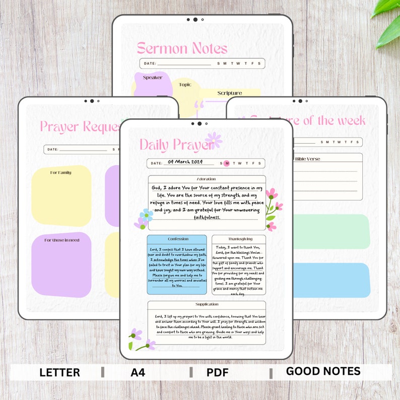 Prayer Journal, Bible Study, Sermon Notes, God Digital Planner, Jesus ...