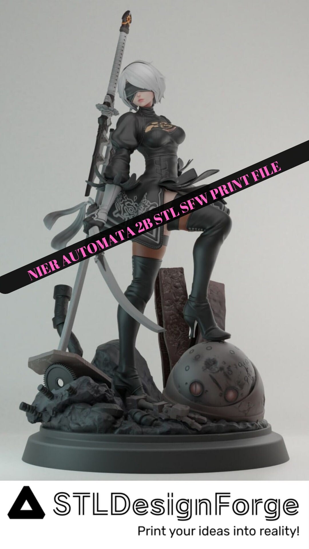 Nier Automata 2b Stl File Cute Girl Stl Game Fan Art Stl 3d Printer