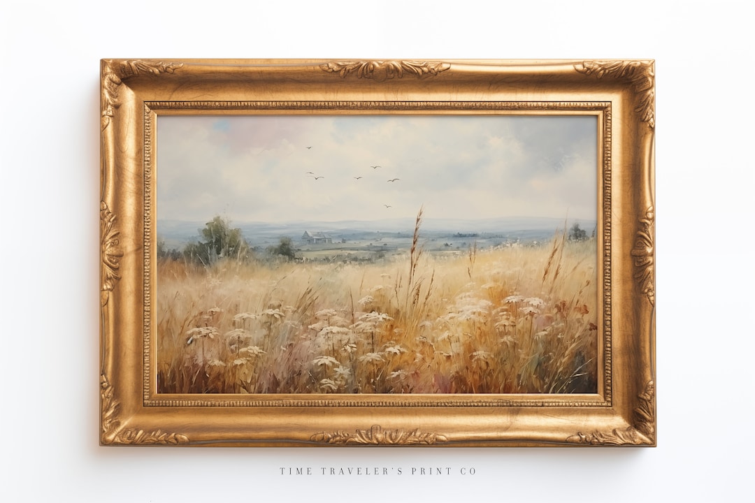 Vintage Wheat Field Oil Painting | Antique Wall Decor PRINTABLE Digital ...