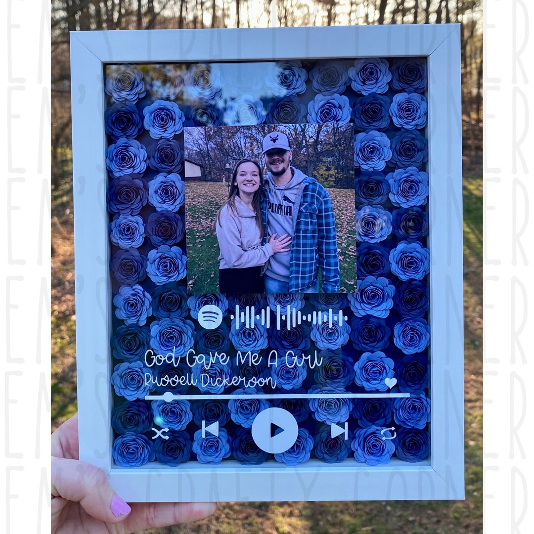 CUSTOM Spotify Photo Floral Shadow Box - Etsy