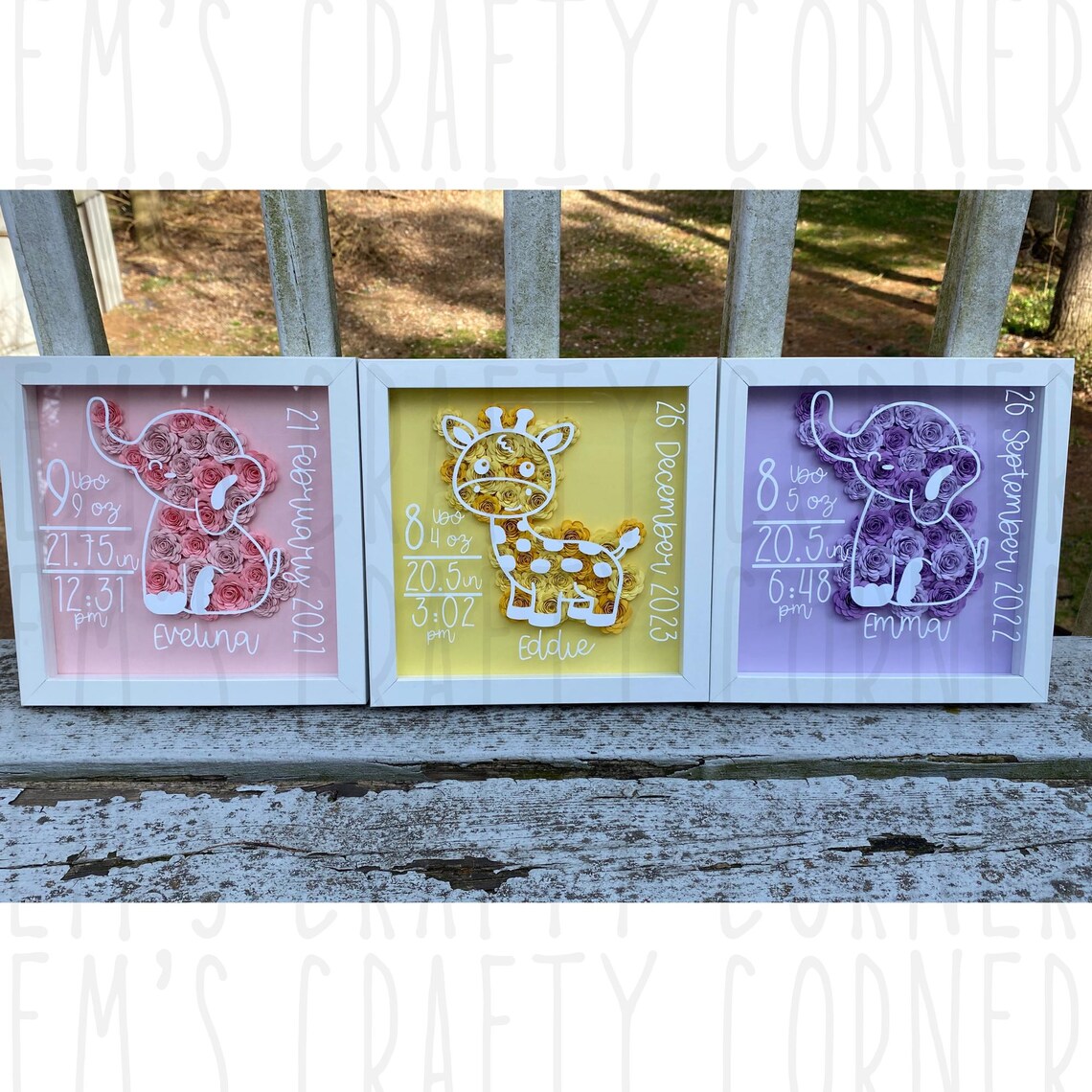PERSONALIZED Baby Stats Shadow Box - Etsy