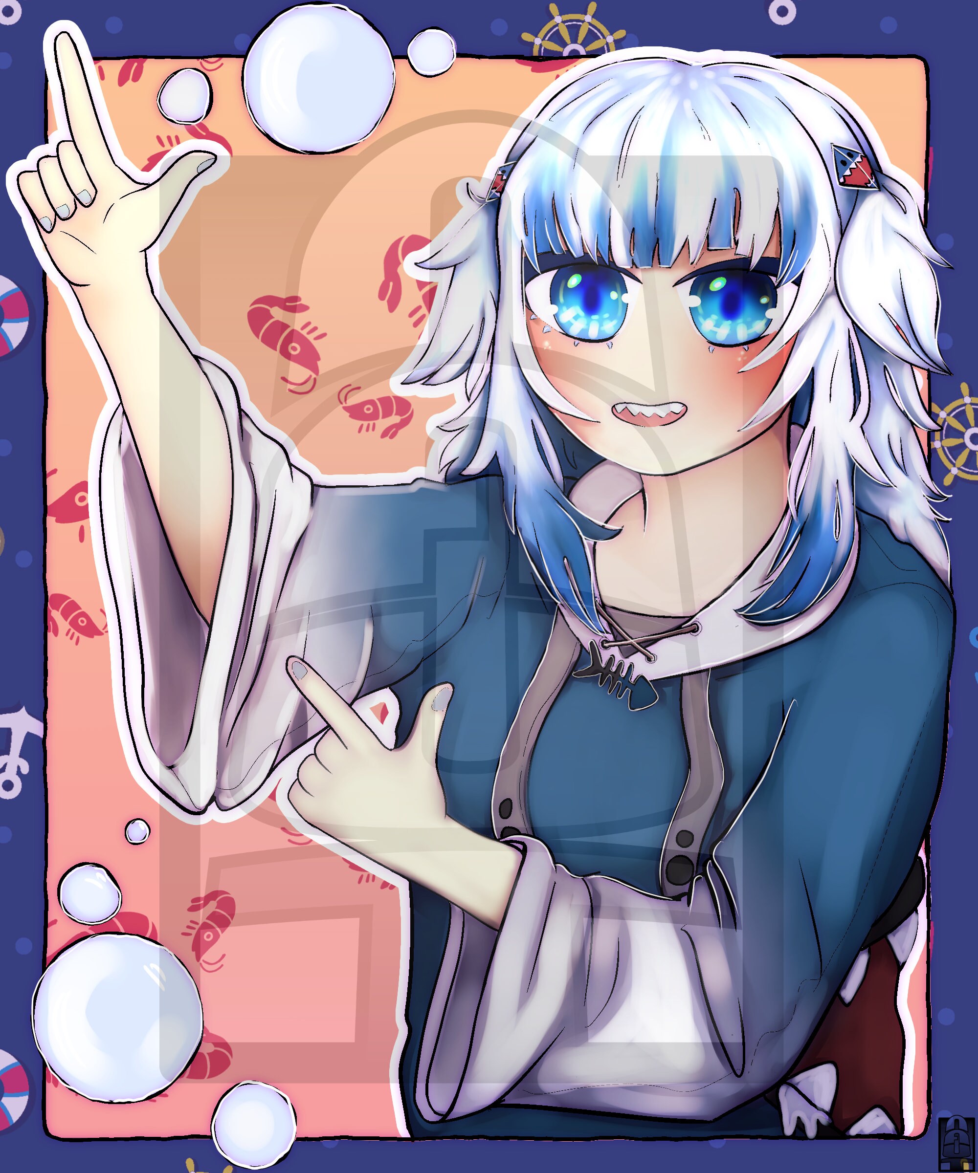 Gawr Gura Vtuber Glossy Sticker Hololive En - Etsy
