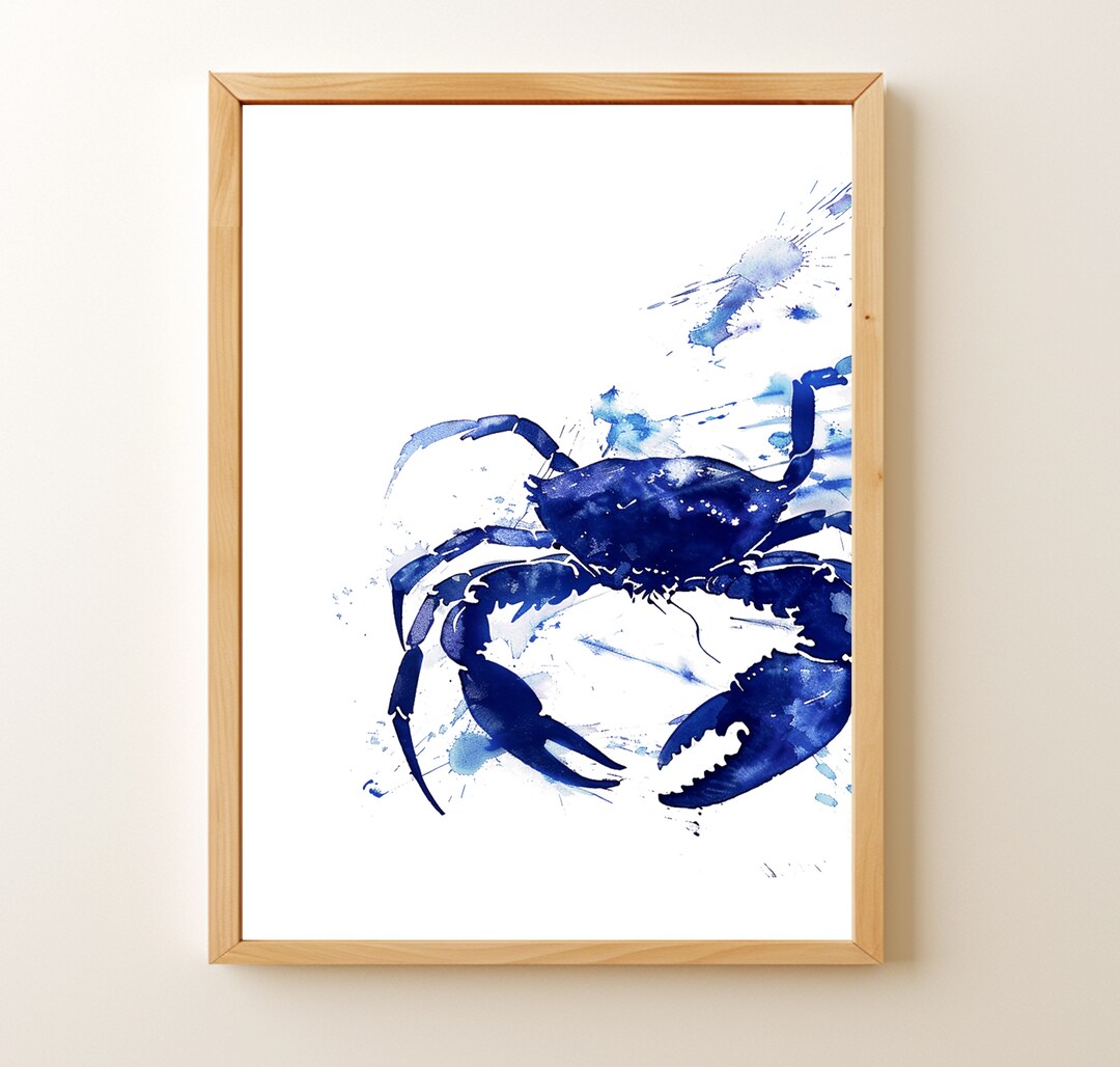 Watercolor Blue Crab Painting, Blue Crab Decor Digital Download Print ...