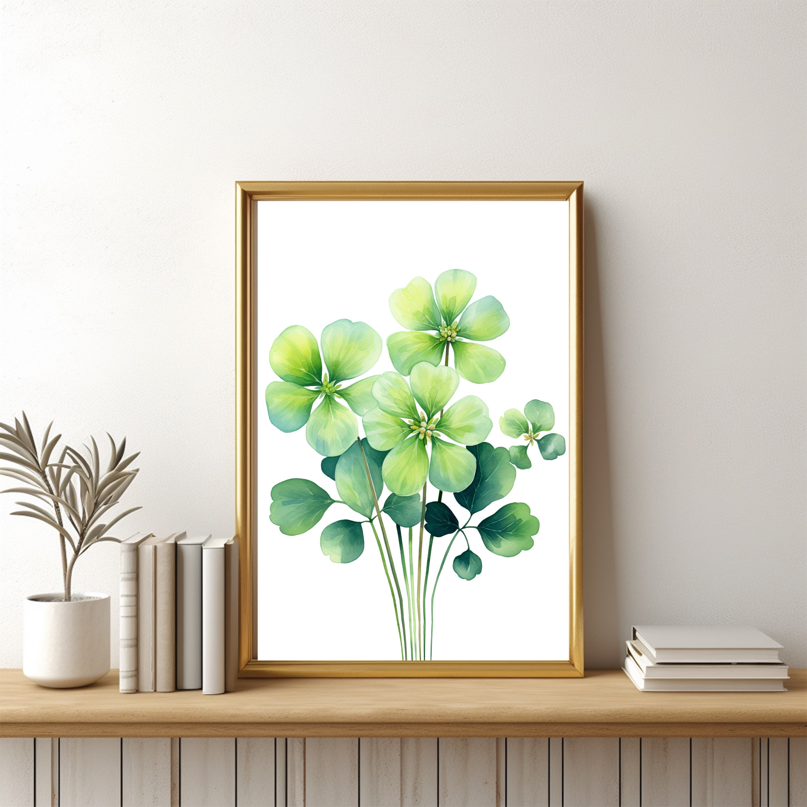 St Patricks Day Shamrock Printable, Four Leaf Clover Print, Lucky ...