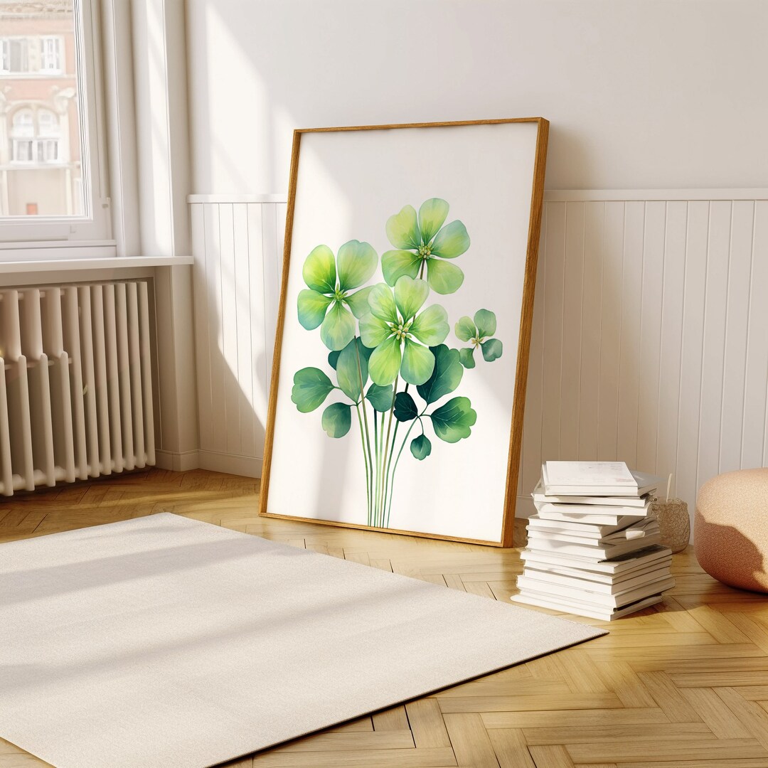 St Patricks Day Shamrock Printable, Four Leaf Clover Print, Lucky ...