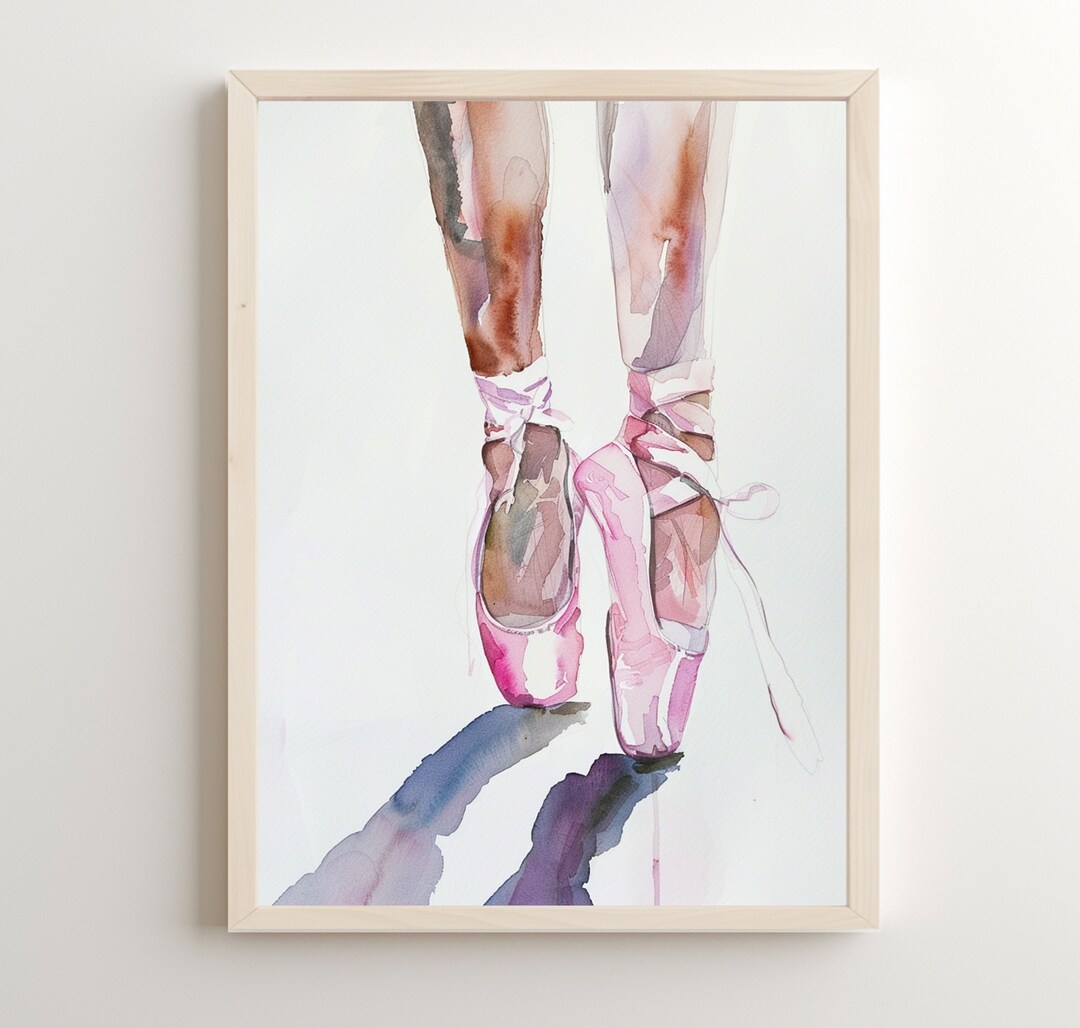 Pink Watercolor Ballet Shoe Print, Pink Ballet Dreams, Printable ...