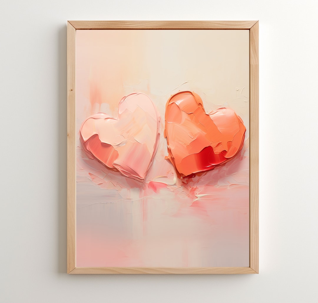 Two Hearts Together Print, Printable Valentine's Day Poster With ...