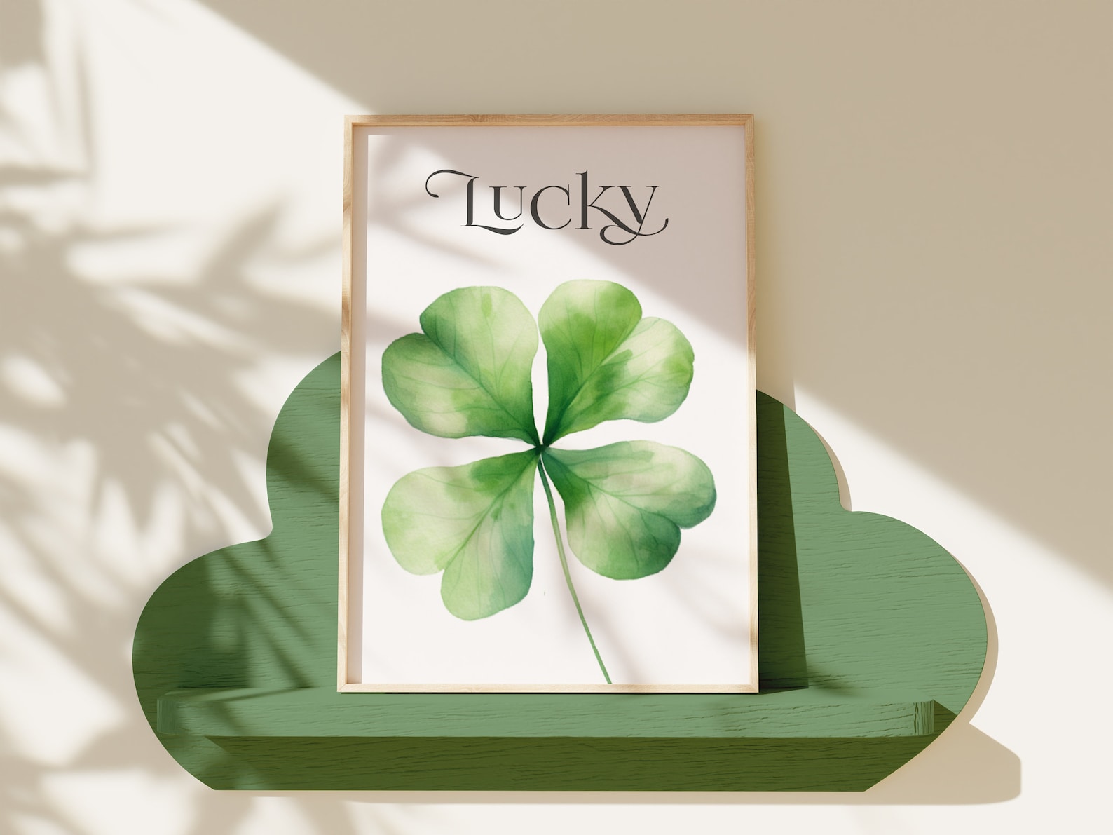 Watercolor Shamrock Print, Lucky Four Leaf Clover, St Patricks Day ...