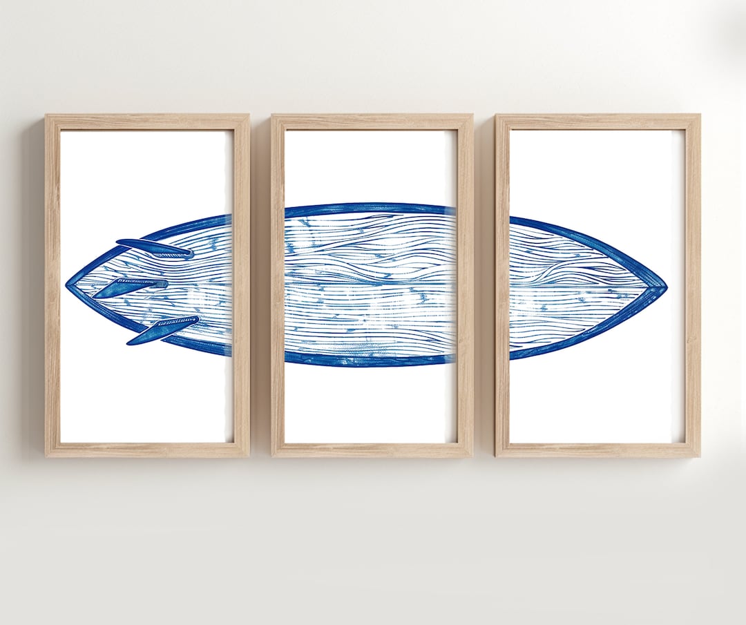 Surfboard Wall Art 3 Piece Wall Art, Surf Poster Print Set, Surf Wall ...