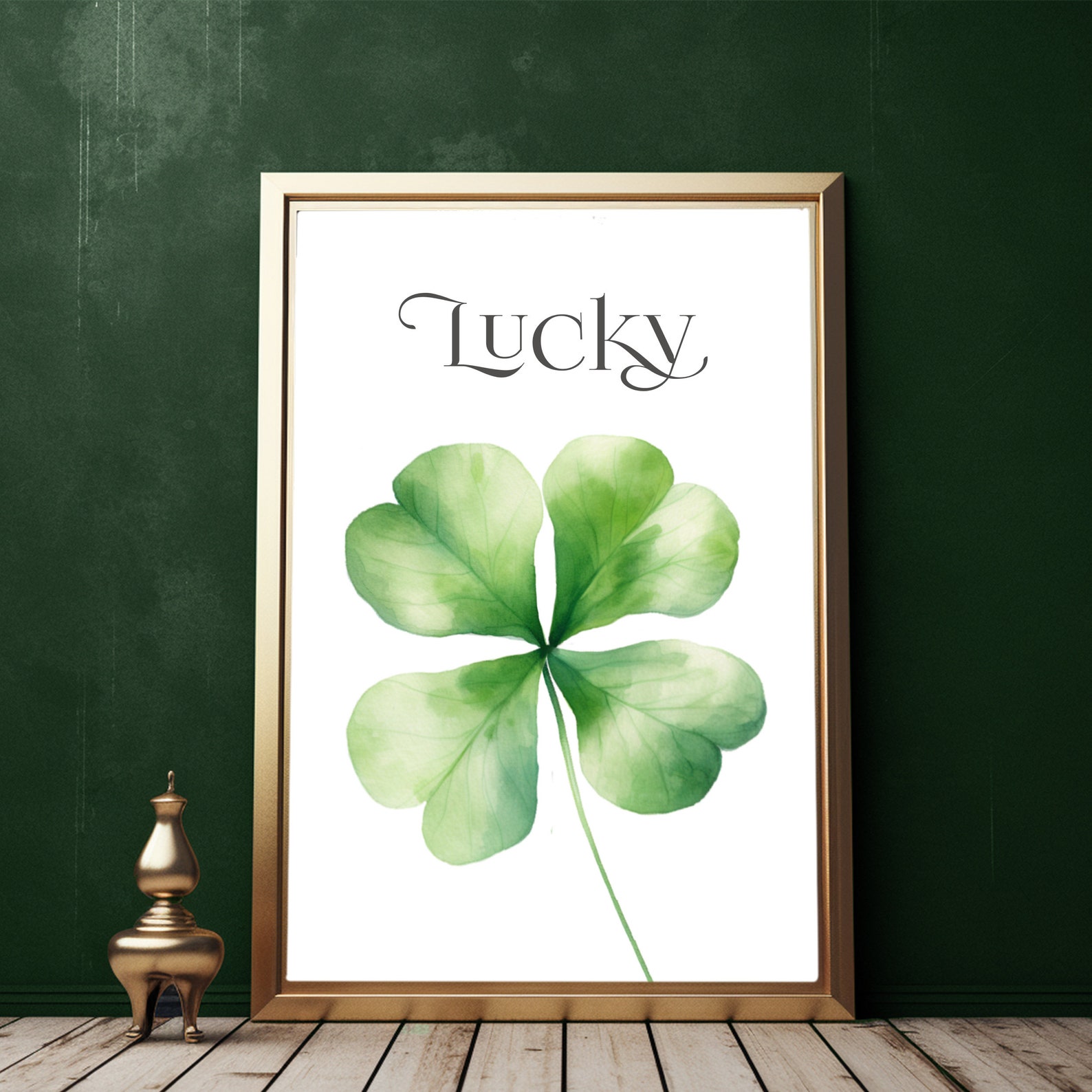 St Patricks Day Lucky Shamrock Printable, Four Leaf Clover Print, Lucky ...