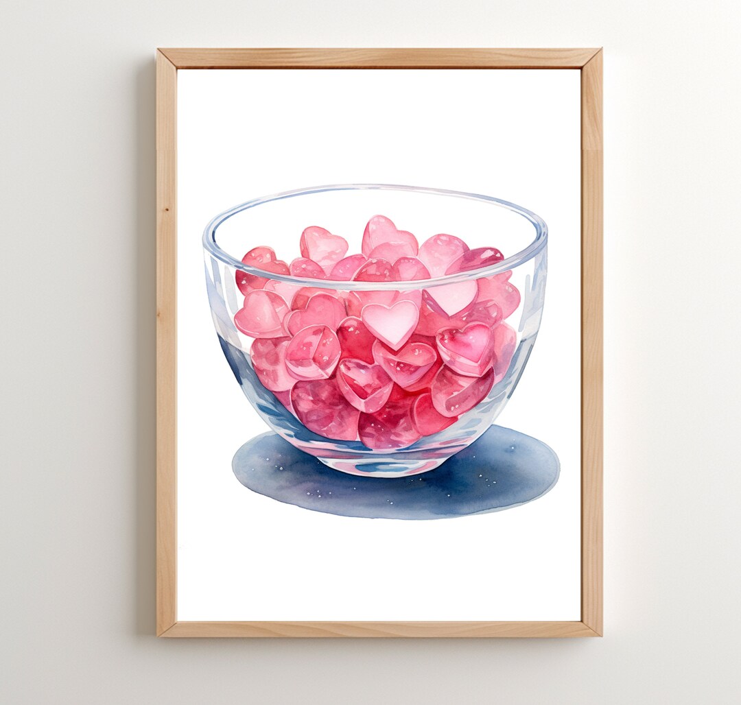 Watercolor Candy Hearts Print, Valentines Day Decor (digital Download ...