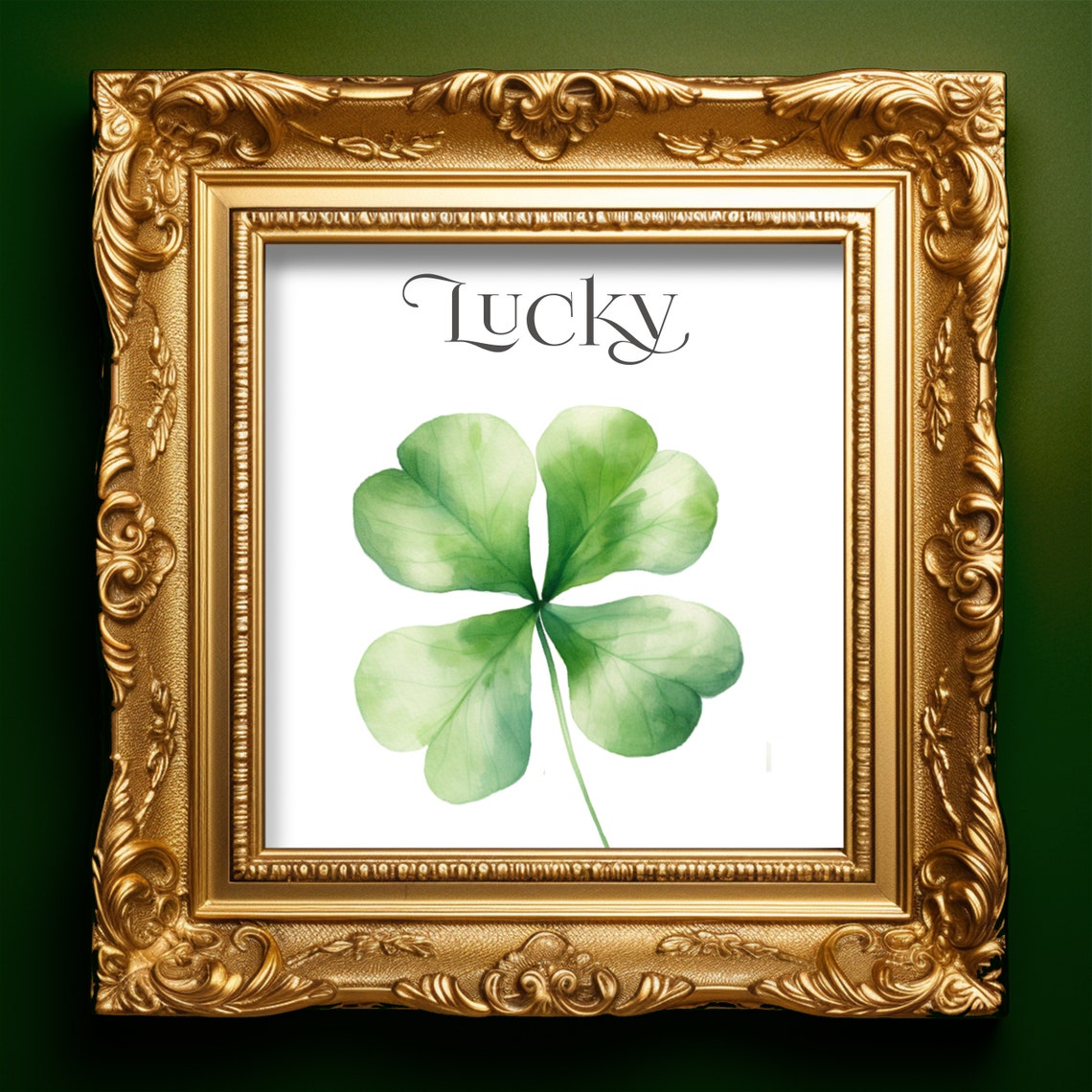 Watercolor Shamrock Print, Lucky Four Leaf Clover, St Patricks Day ...
