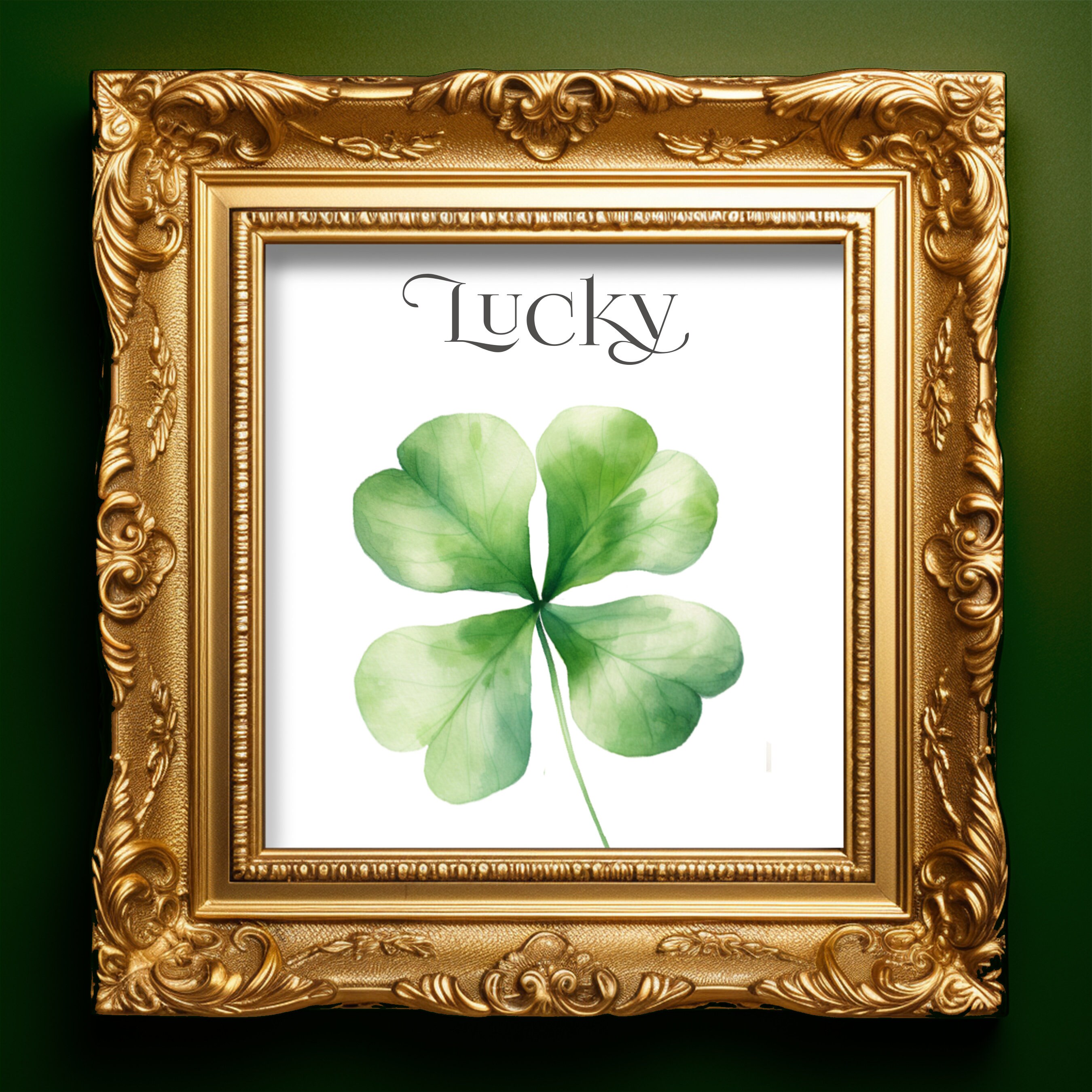 St Patricks Day Lucky Shamrock Printable, Four Leaf Clover Print, Lucky ...