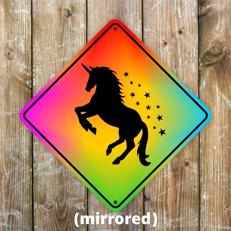 Rainbow MAGIC Unicorn Warning Sign, Weatherproof Metal Art (27x27 Cm ...
