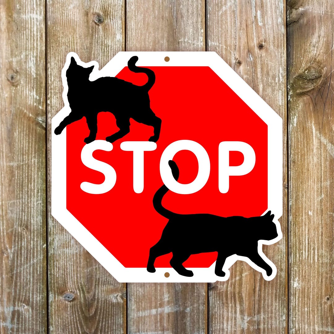Cat Warning Sign: Playful Cats, Weatherproof Aluminum Dibond - Etsy