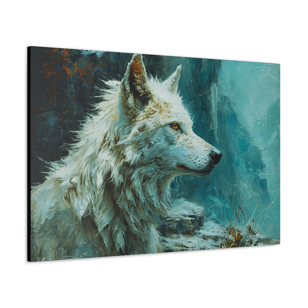 White Wolf Painting, Stylish, Canvas Art, Wall Art, Art Prints, Unique ...