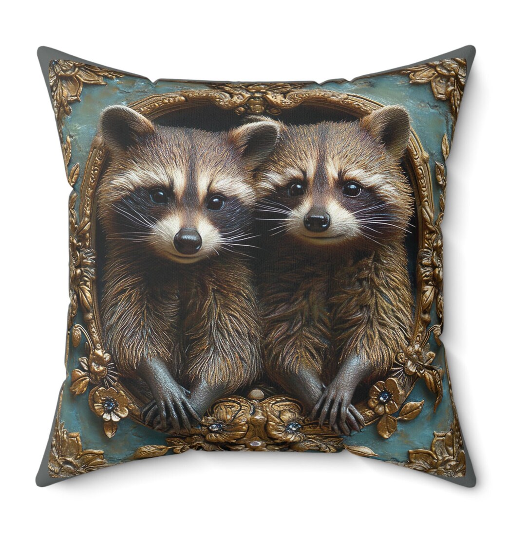 Raccoon Pillow, Raccoon Decor, Raccoon Lovers, Throw Pillow, Decorative ...