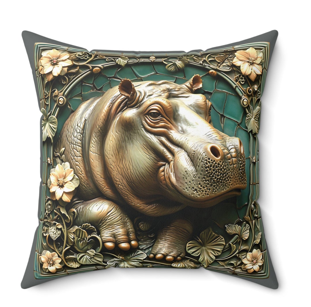 Hippo Pillow, Hippo Decor, Hippo Lovers, Hippo Gift, Throw Pillow ...