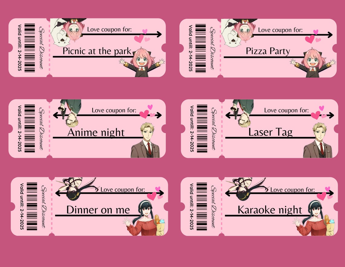 Spy Family Anime Coupon Template, Digital Printables. - Etsy
