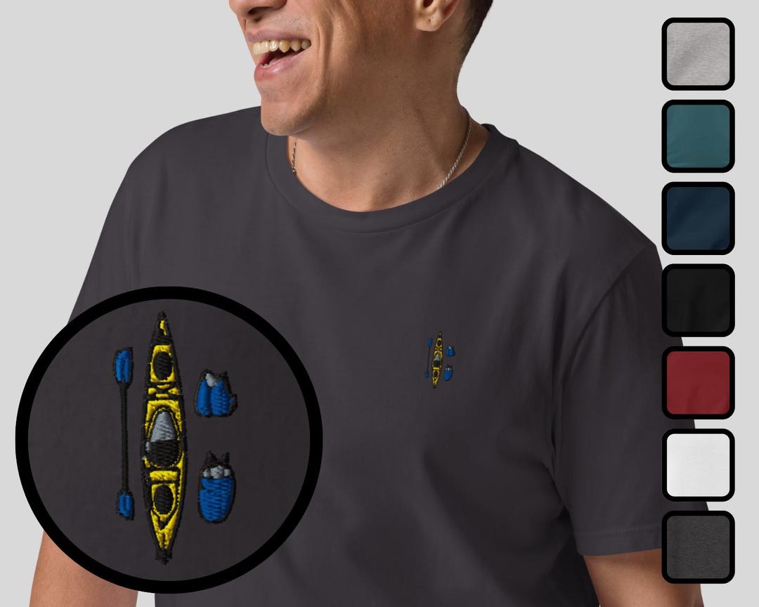 Kayak Organic Embroidered T-shirt Minimal Canoe Design - Etsy UK