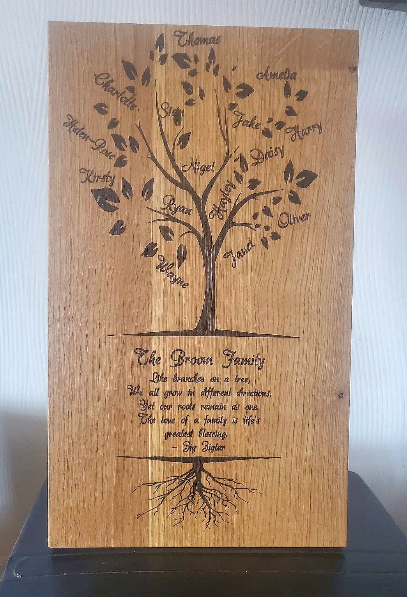 Engraved Wood Family Tree, Wedding or Anniversary Present, Birthday ...