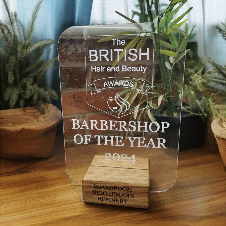 Bespoke Acrylic and Wood Trophy, Custom Design, Modern Award Plaque ...