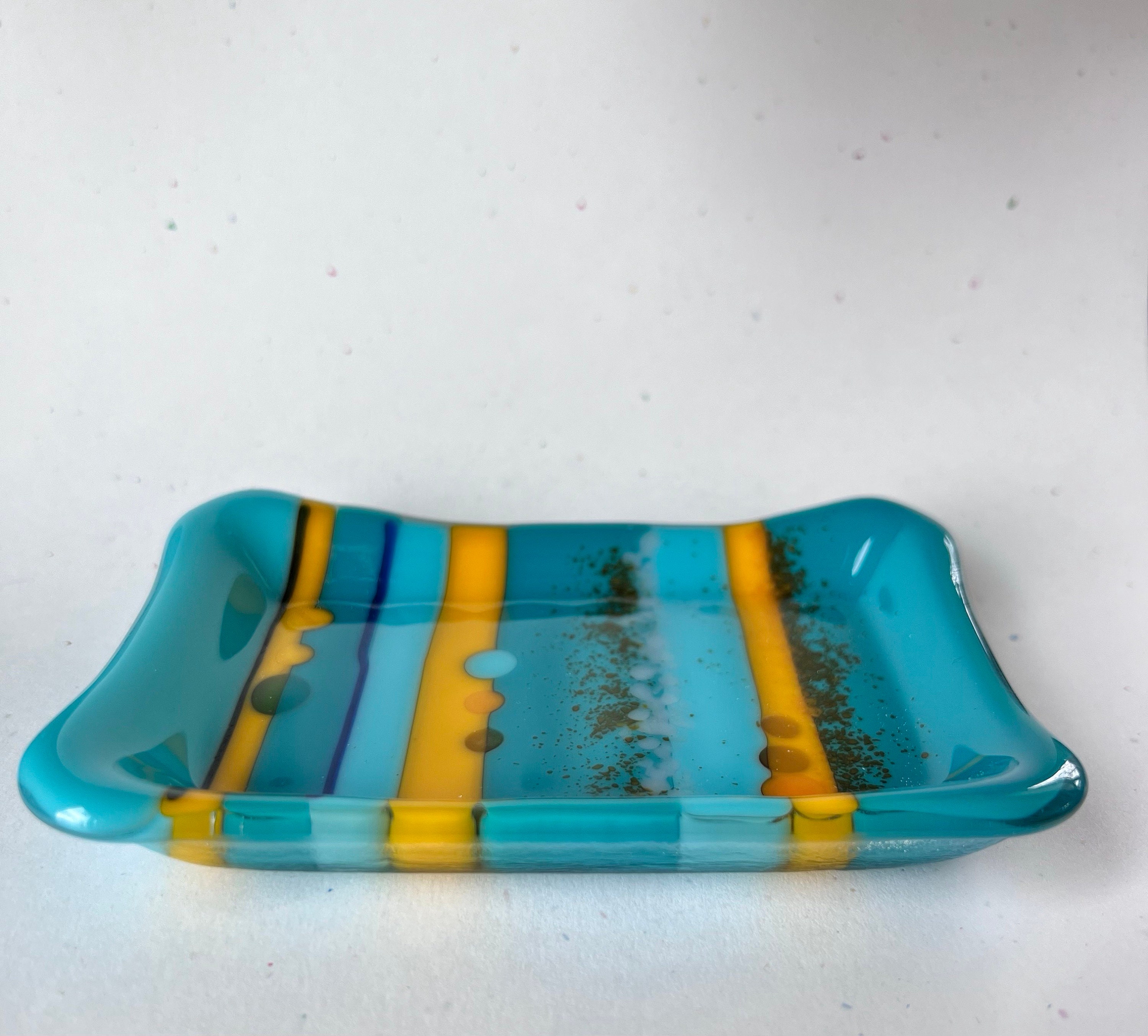 Glass Blue Turquoise Soap Dish - Etsy