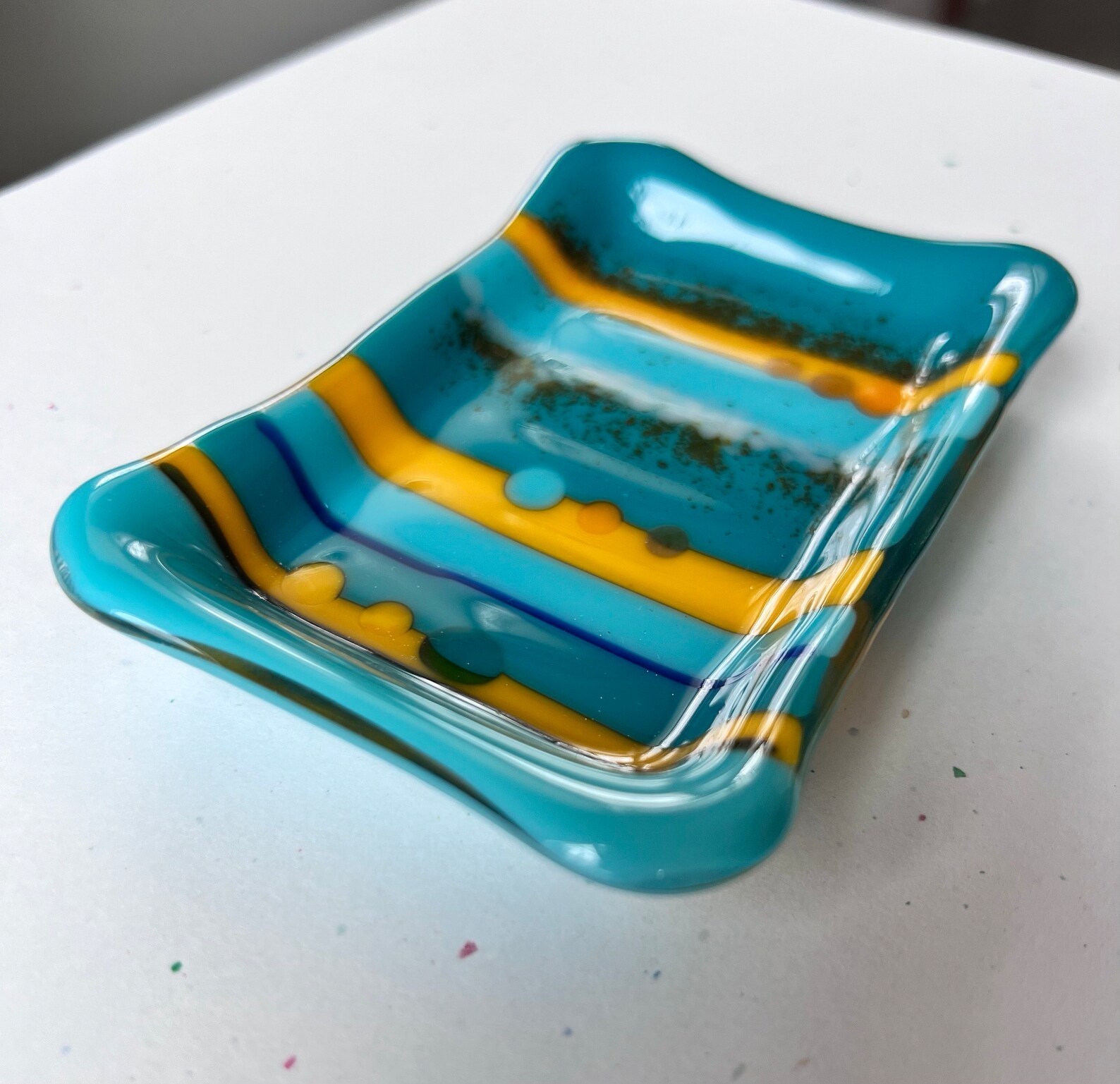 Glass Blue Turquoise Soap Dish - Etsy