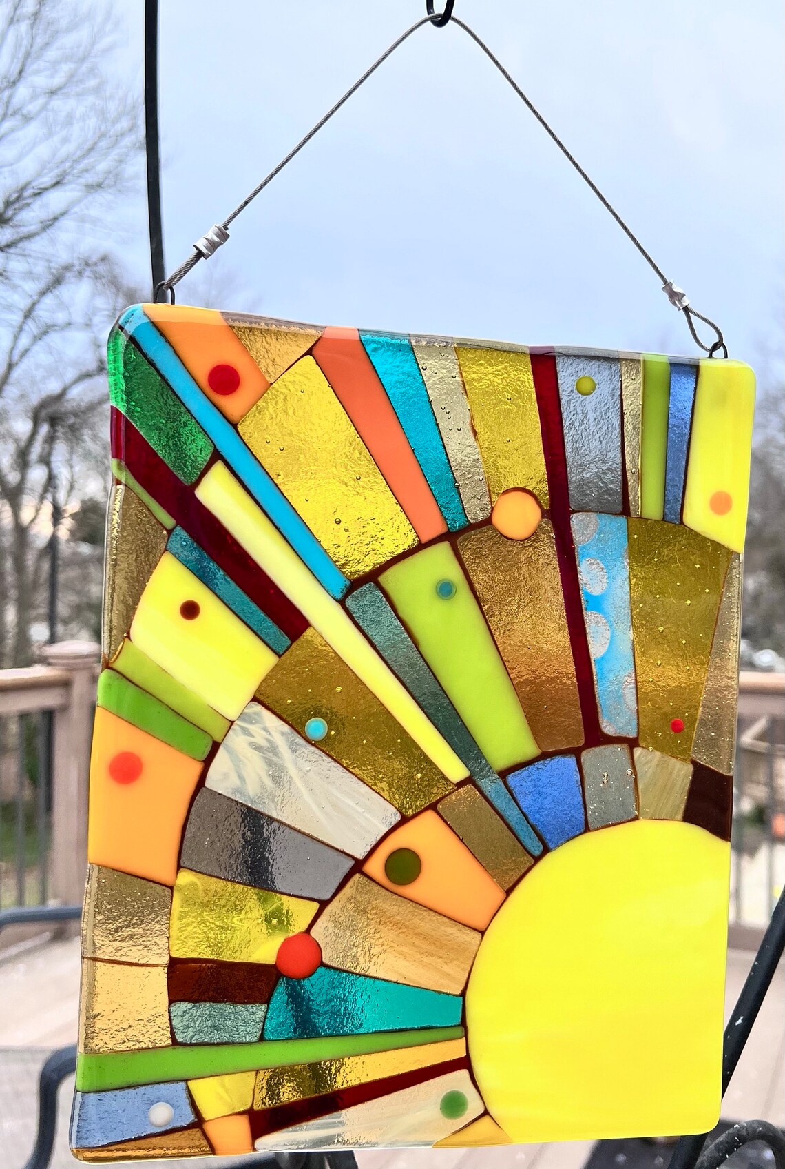 Wake up Sunrise Glass Hanging Panel - Etsy
