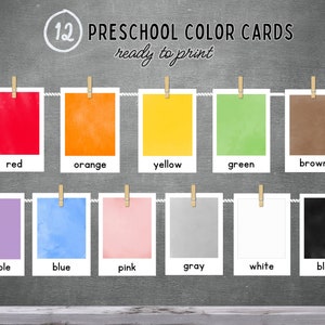 12 Water Color Flash Cards, Color Posters, Preschool Montessori ...
