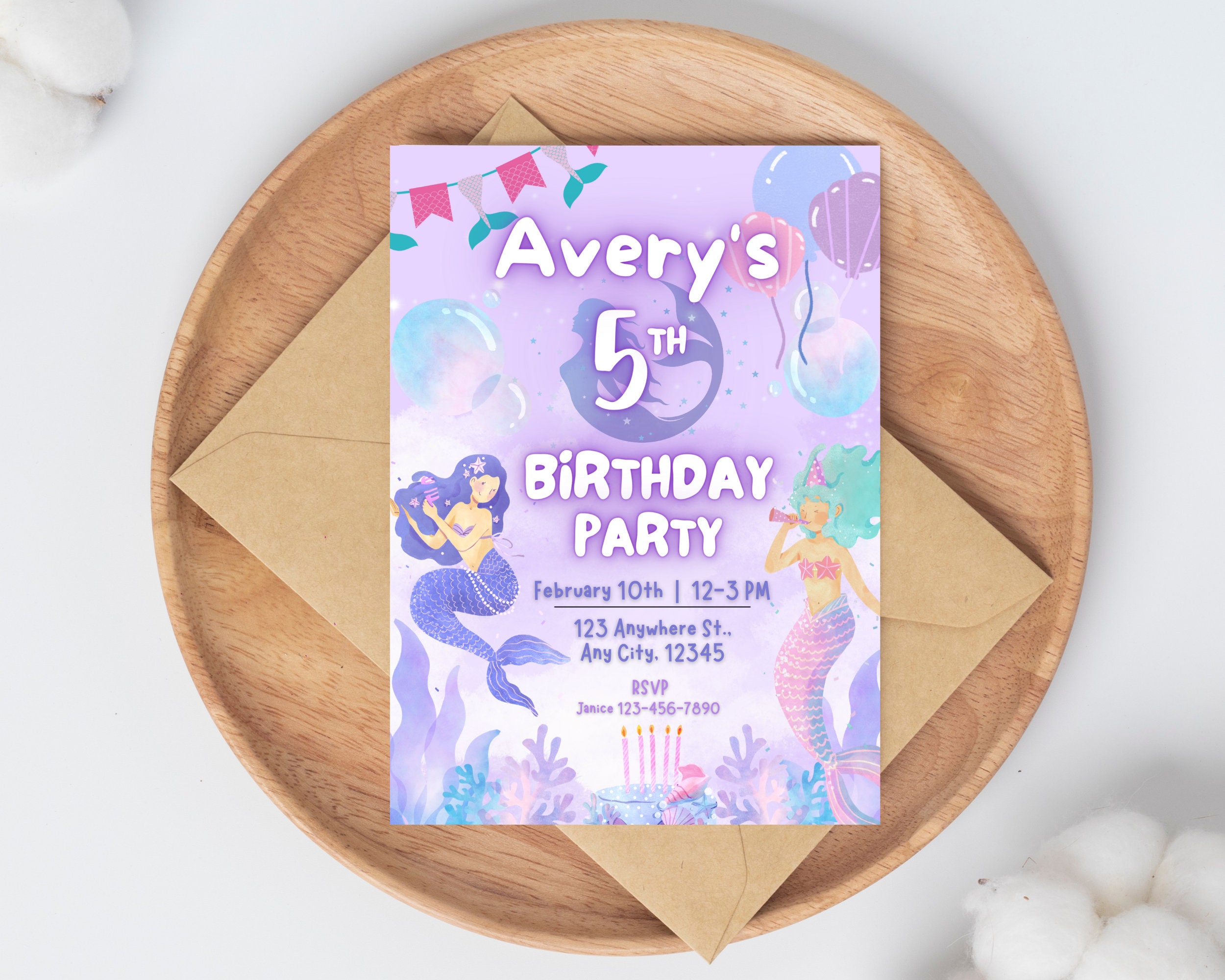 PRINTABLE Mermaid Birthday Invitation, Under the Sea Birthday Invite ...