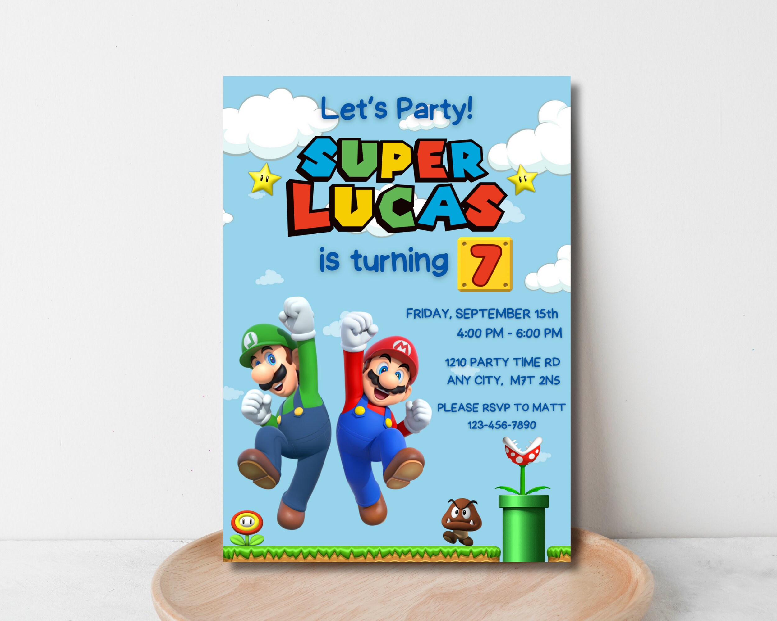 PRINTABLE Super Mario Birthday Invitation, Mario Bros Birthday Invite ...