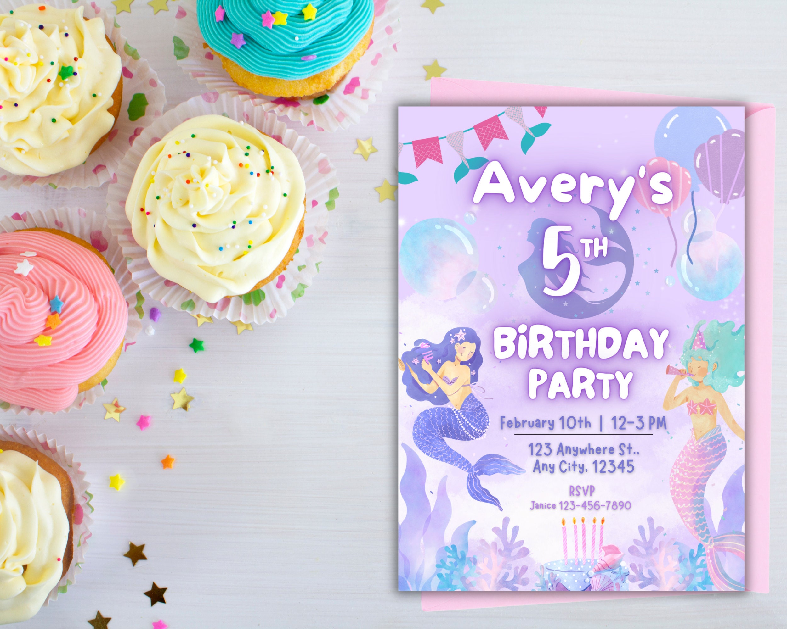 PRINTABLE Mermaid Birthday Invitation, Under the Sea Birthday Invite ...