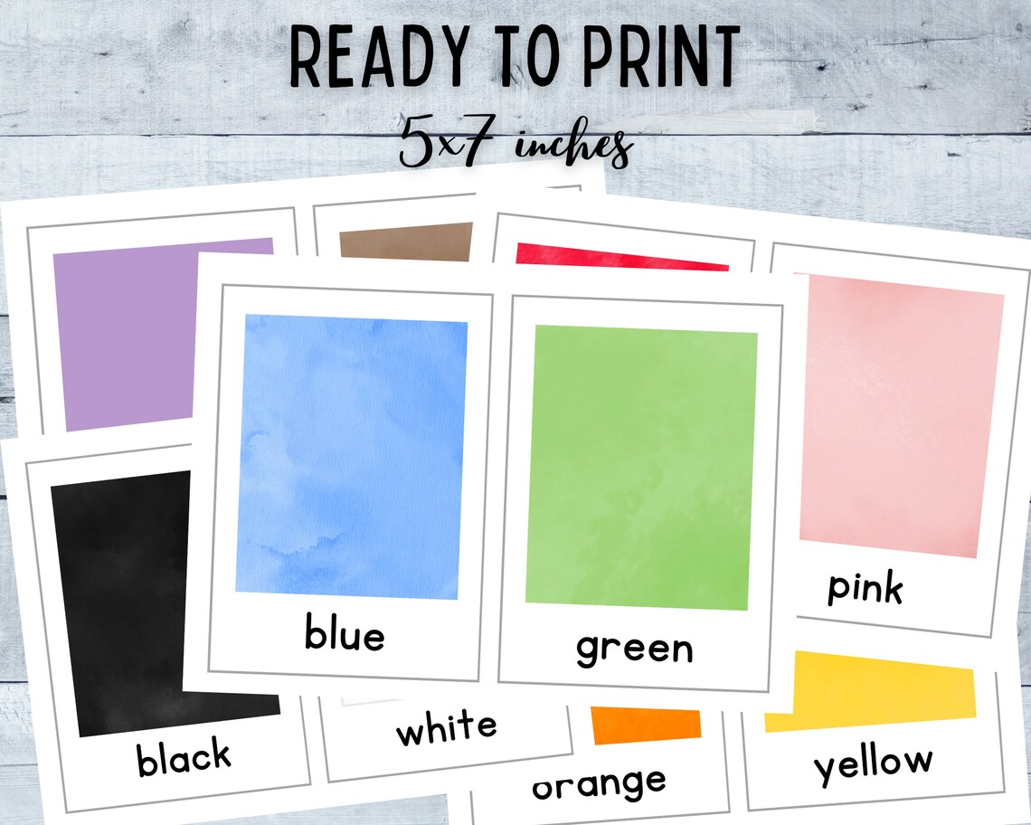 12 Water Color Flash Cards, Color Posters, Preschool Montessori ...