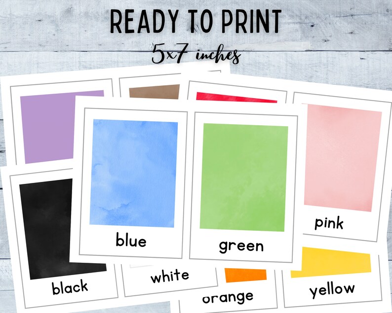12 Water Color Flash Cards, Color Posters, Preschool Montessori ...