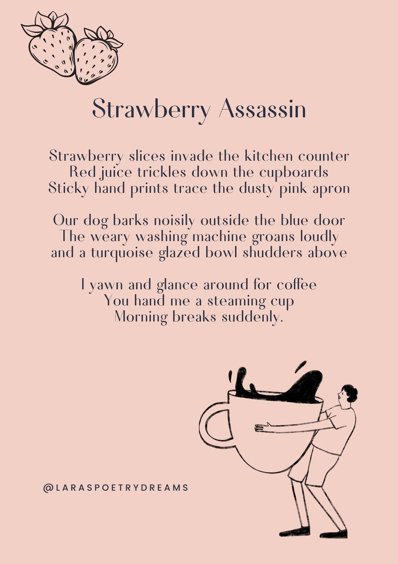 Poetry Print A4 Strawberry Assassin Original Poem - Etsy