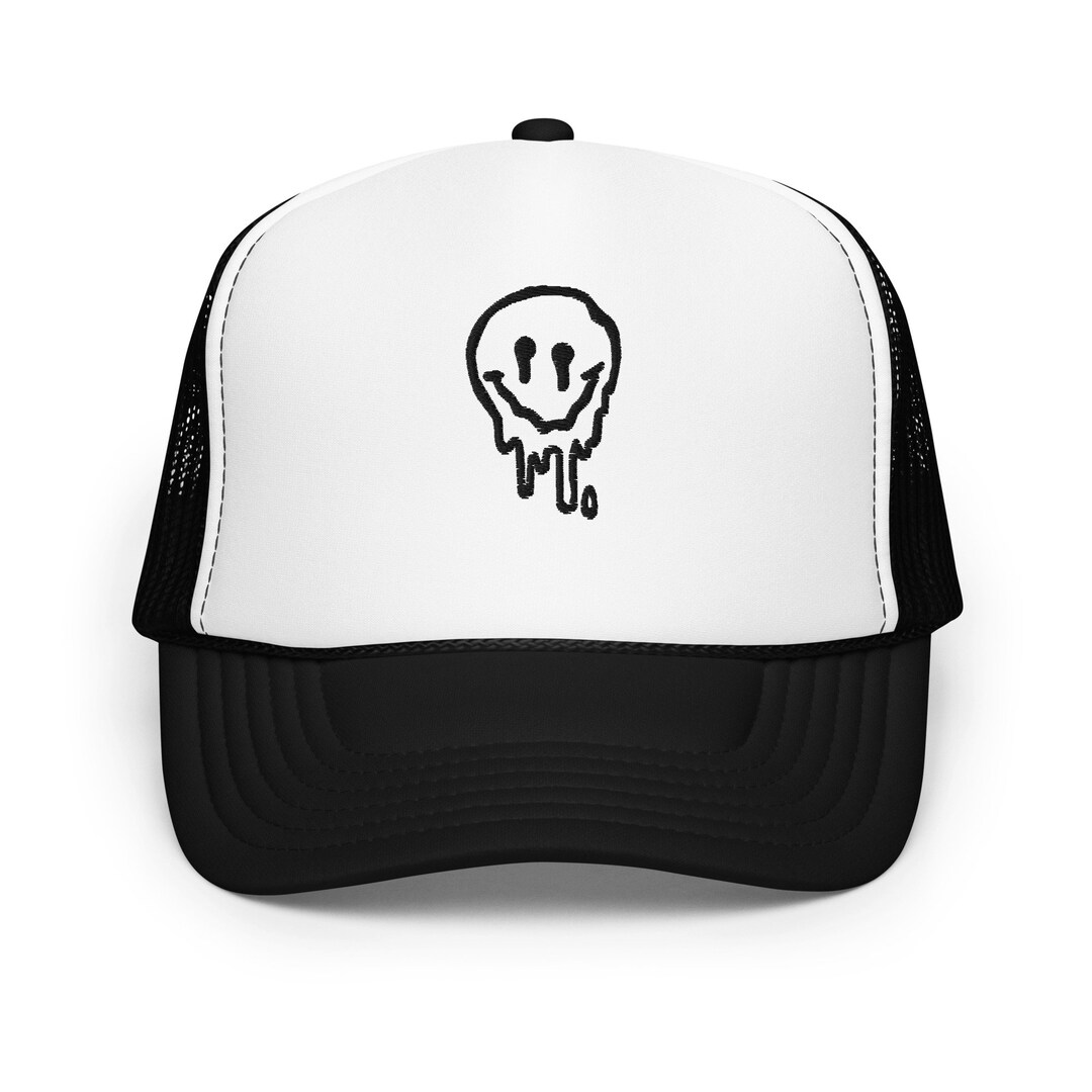 Trippy Happy Face Trucker Hat | Droopy Happy Face Trucker Hat | Party ...