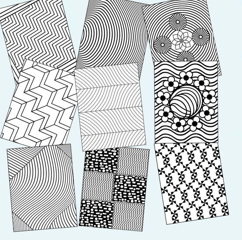 Relaxing Geometric Coloring Pages Digital and Printable Mindfulness ...