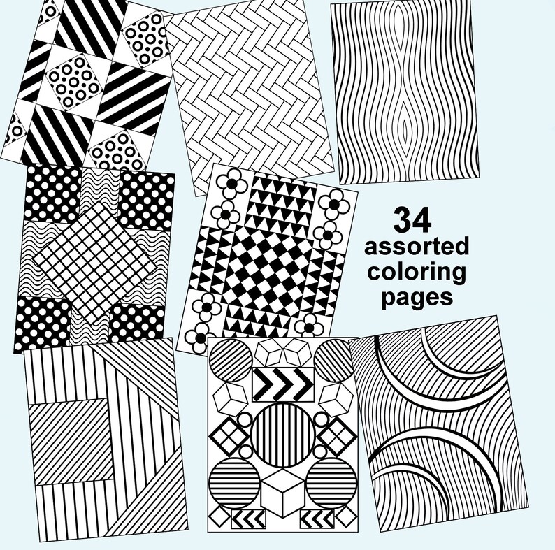 Relaxing Geometric Coloring Pages Digital and Printable Mindfulness ...