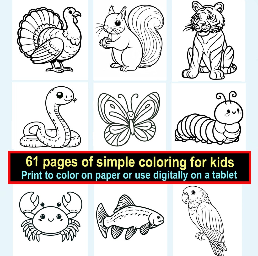 Animal Coloring Pages for Kids -- 61 Relaxing Coloring Pages for Kids ...