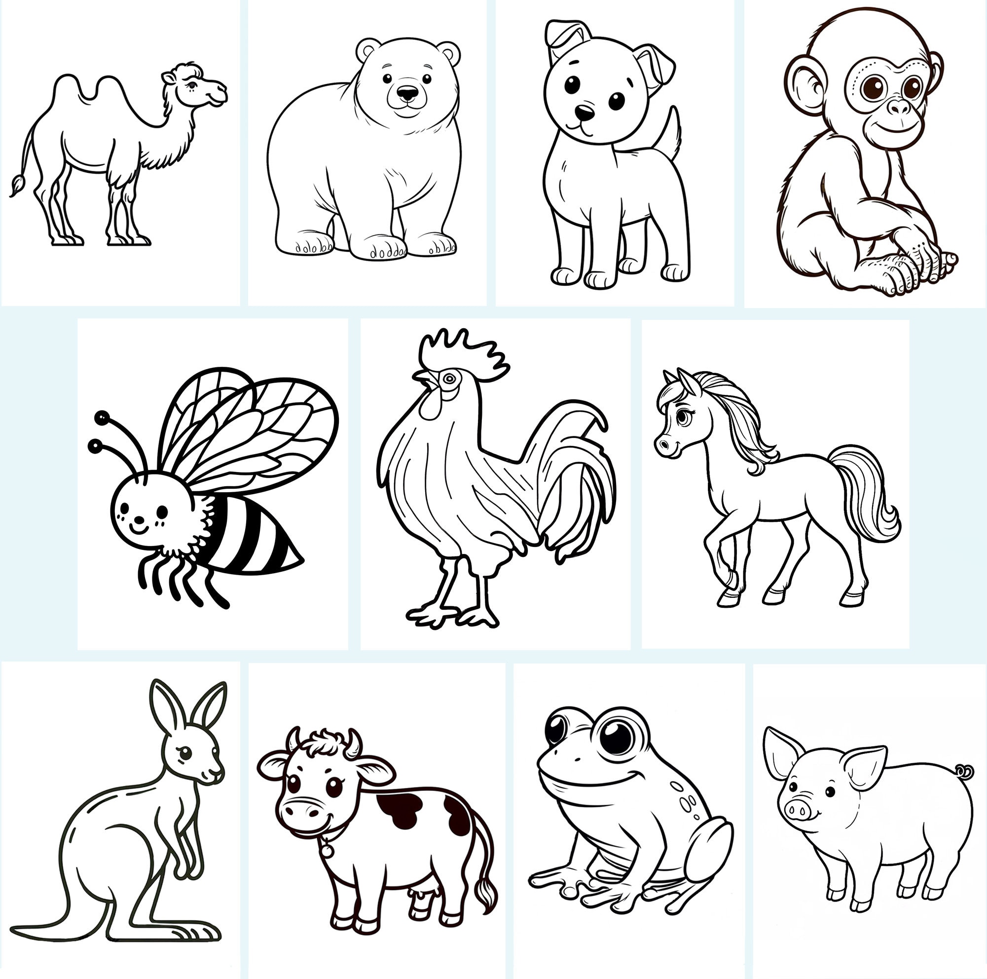 Animal Coloring Pages for Kids -- 61 Relaxing Coloring Pages for Kids ...