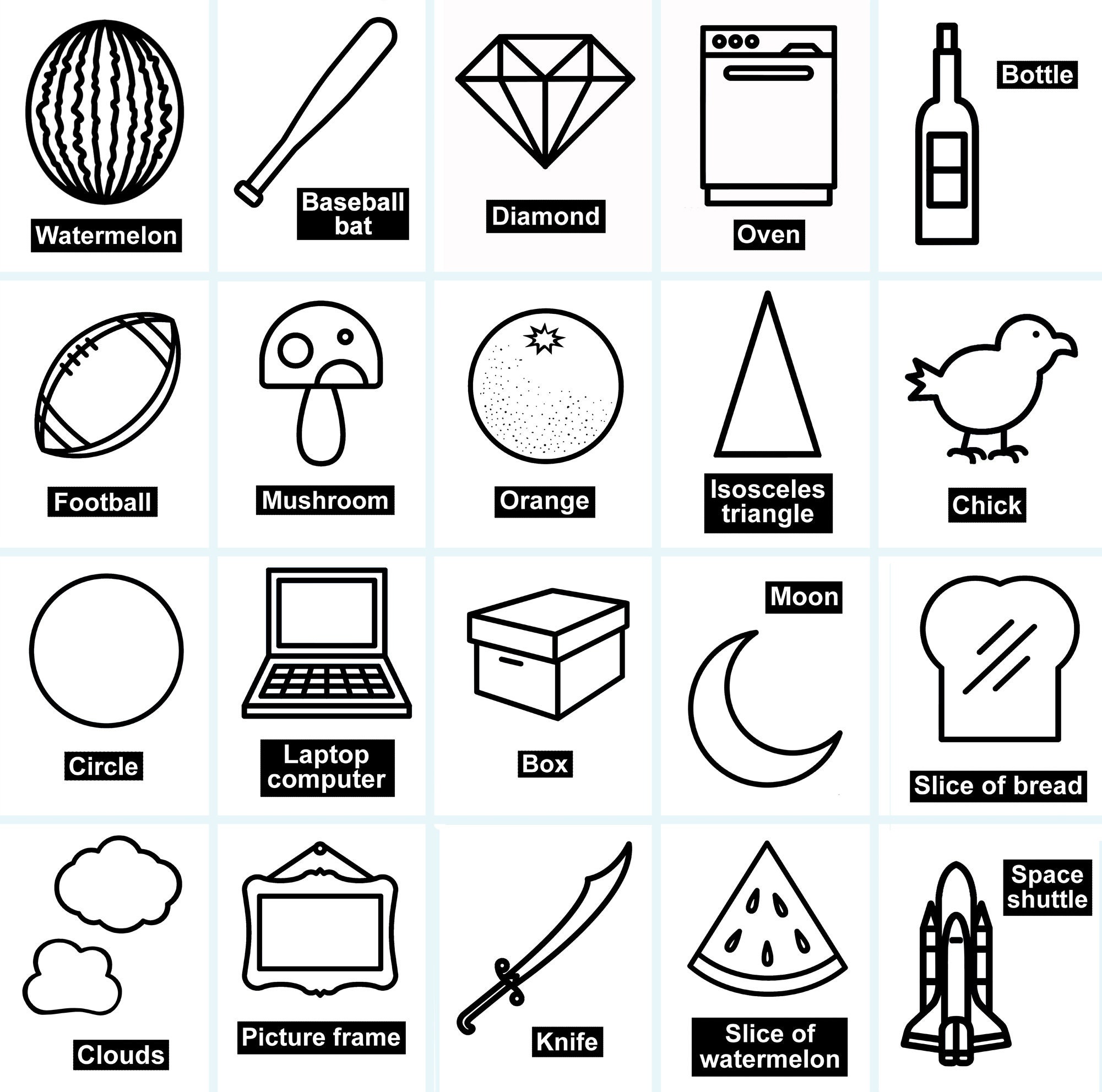 Easy Coloring Pages for Kids Everyday Objects Coloring for Kids Summer ...