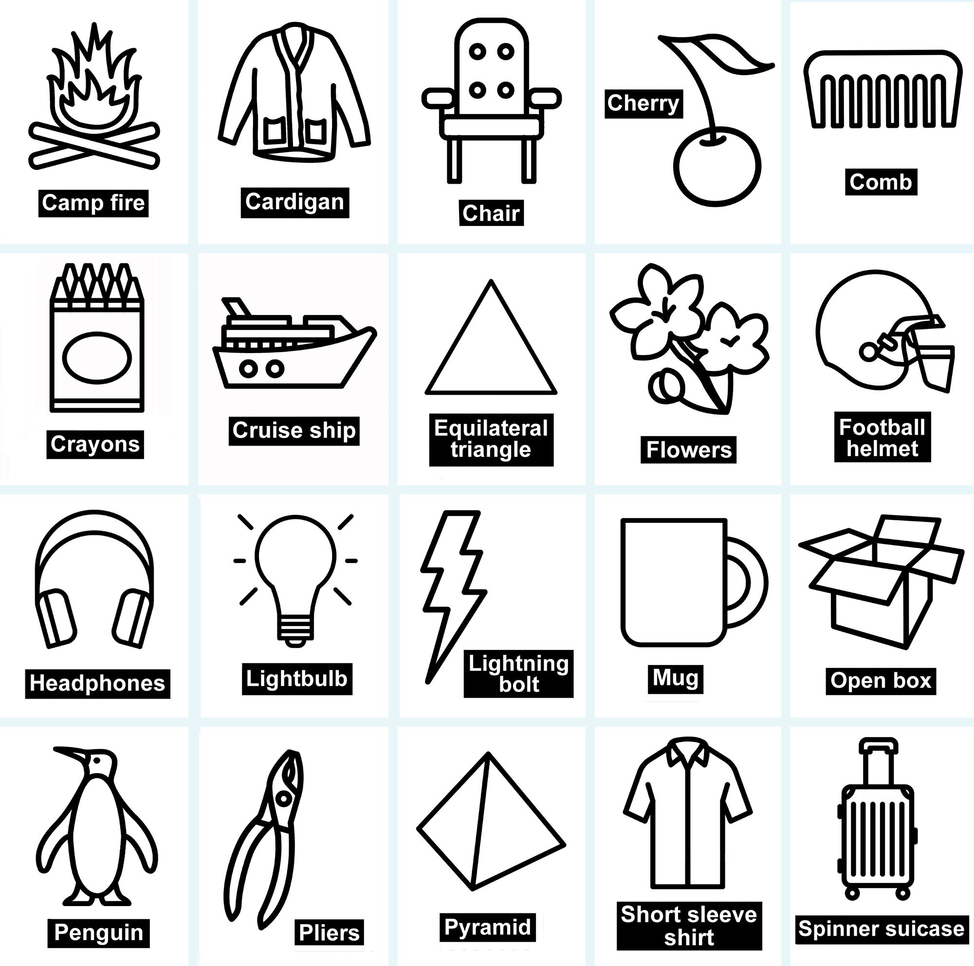 Easy Coloring Pages for Kids Everyday Objects Coloring for Kids Summer ...